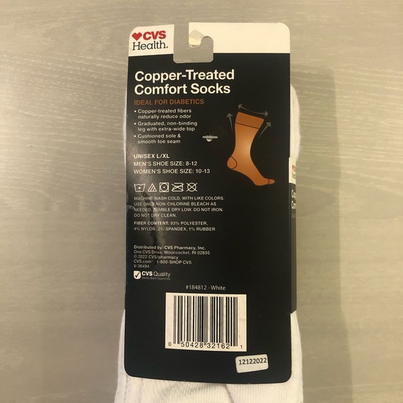 Underwear & Socks | Cvs Coppertreated Comfort Crew Socks 3 Pair White ...